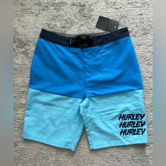 Hurley | Swim | Nwt Hurley Boys Swim Trunks Swimsuit Blue Stripe Logo ...